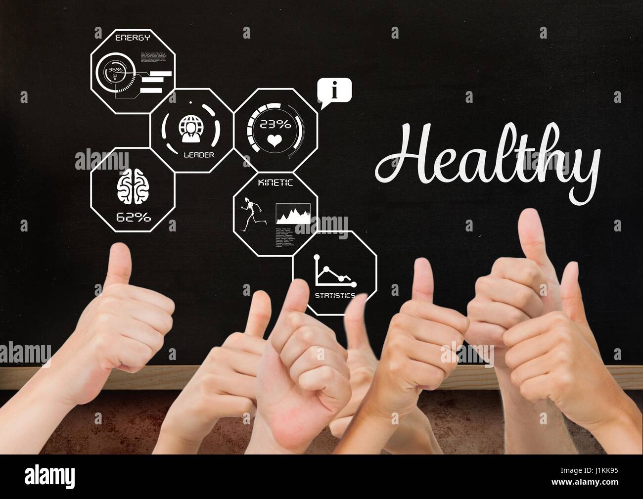 Digital composite of Thumbs up healthy Stock Photo - Alamy