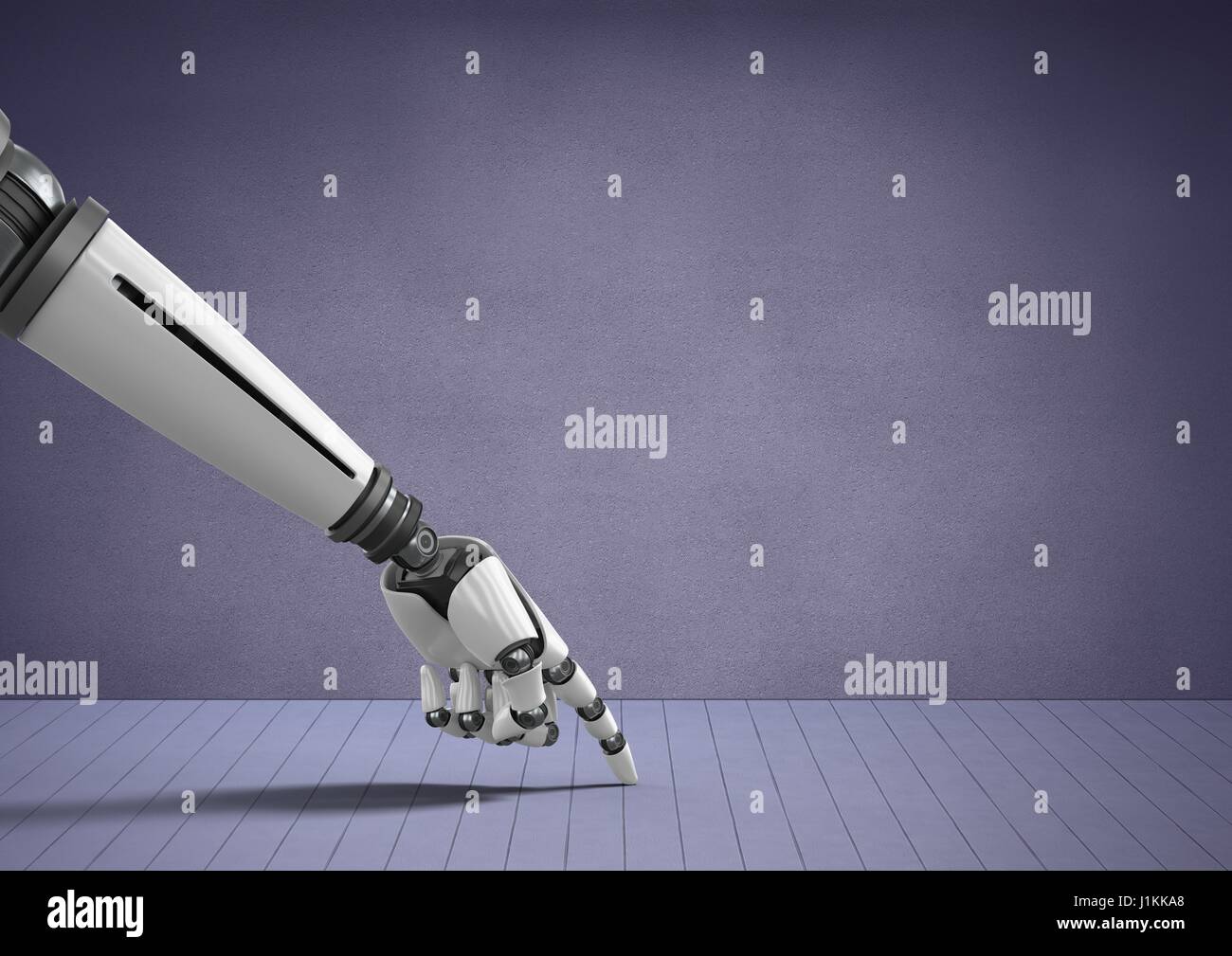 Digital composite of Android Robot hand pointing with purple background ...