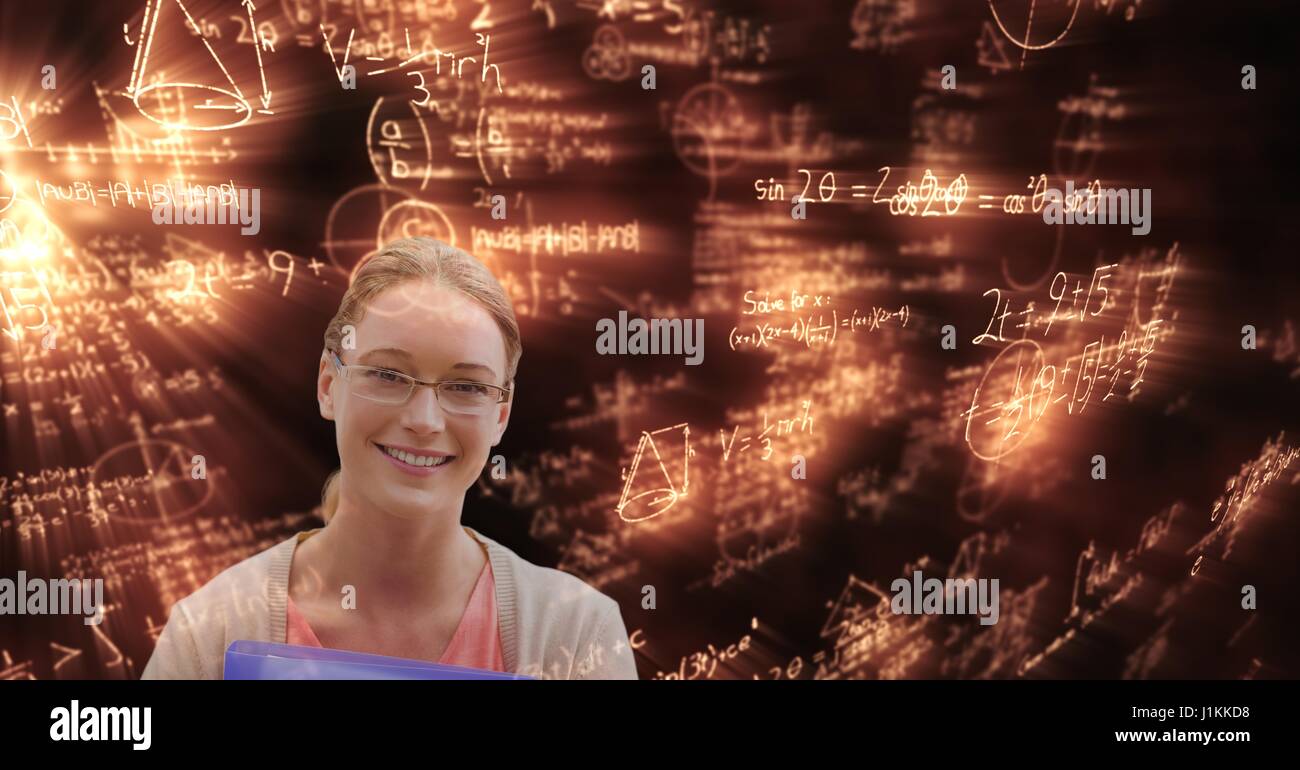 Digital composite of Digital composite image of woman looking at ...