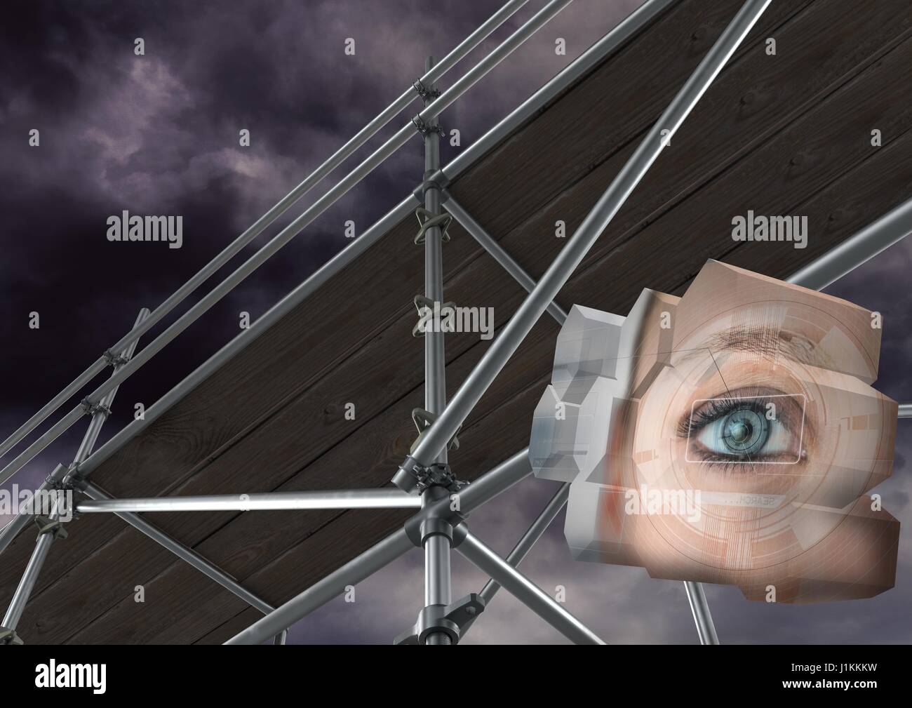 Digital composite of Eye structure with 3D Scaffolding Stock Photo - Alamy
