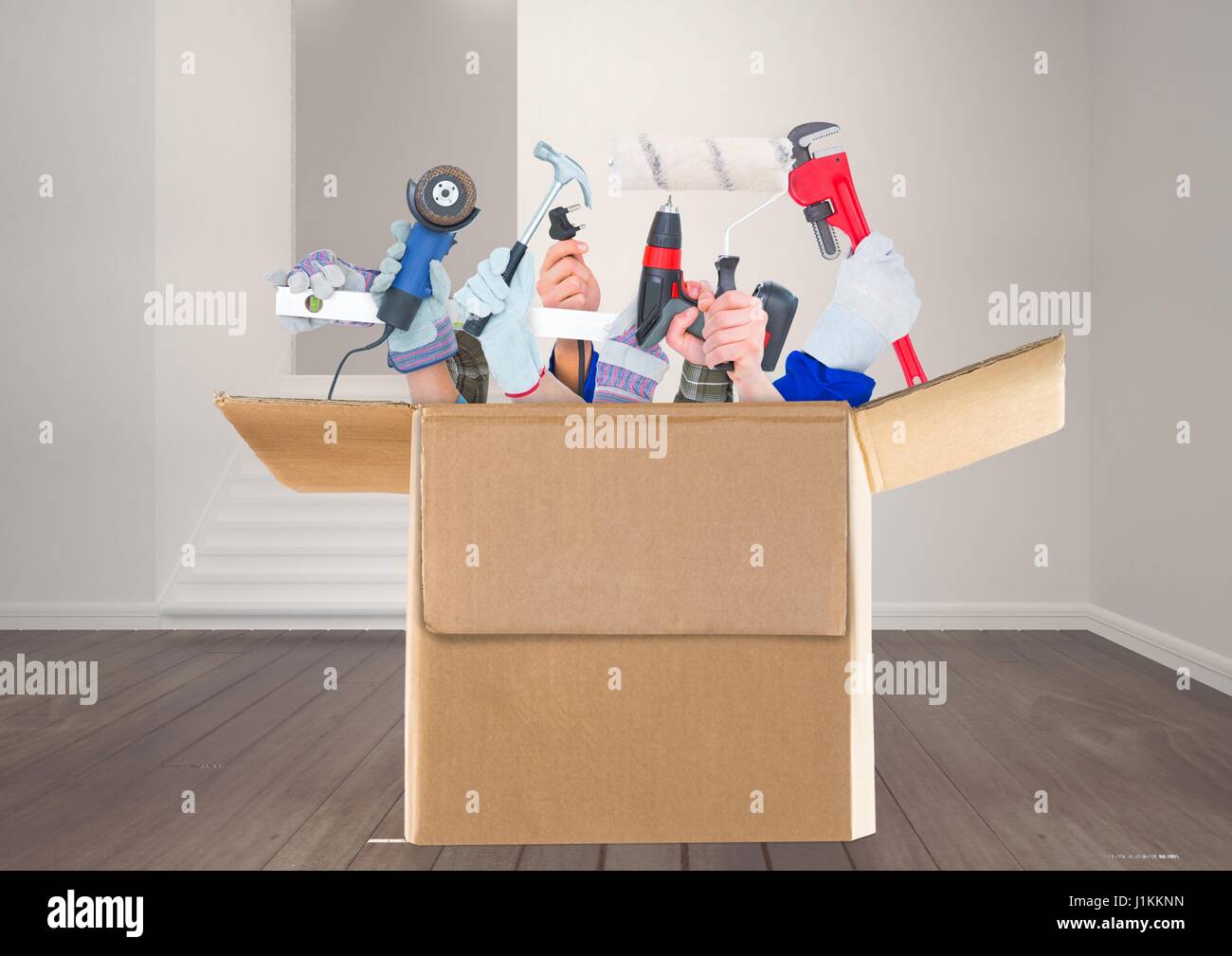 Hands different tools in gloves hi-res stock photography and images - Alamy