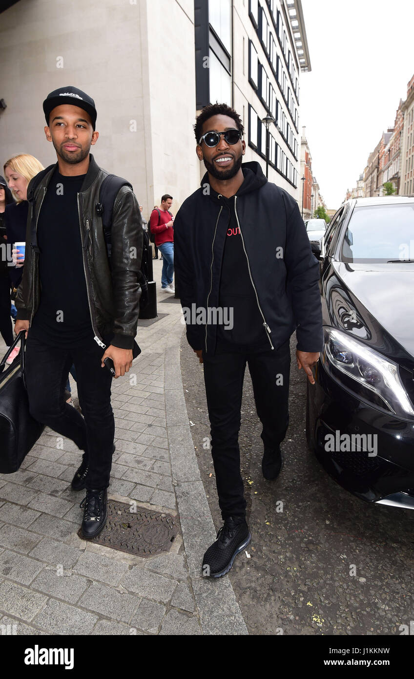 Rapper Tinie Tempah arriving at Broadcasting House in central London ...