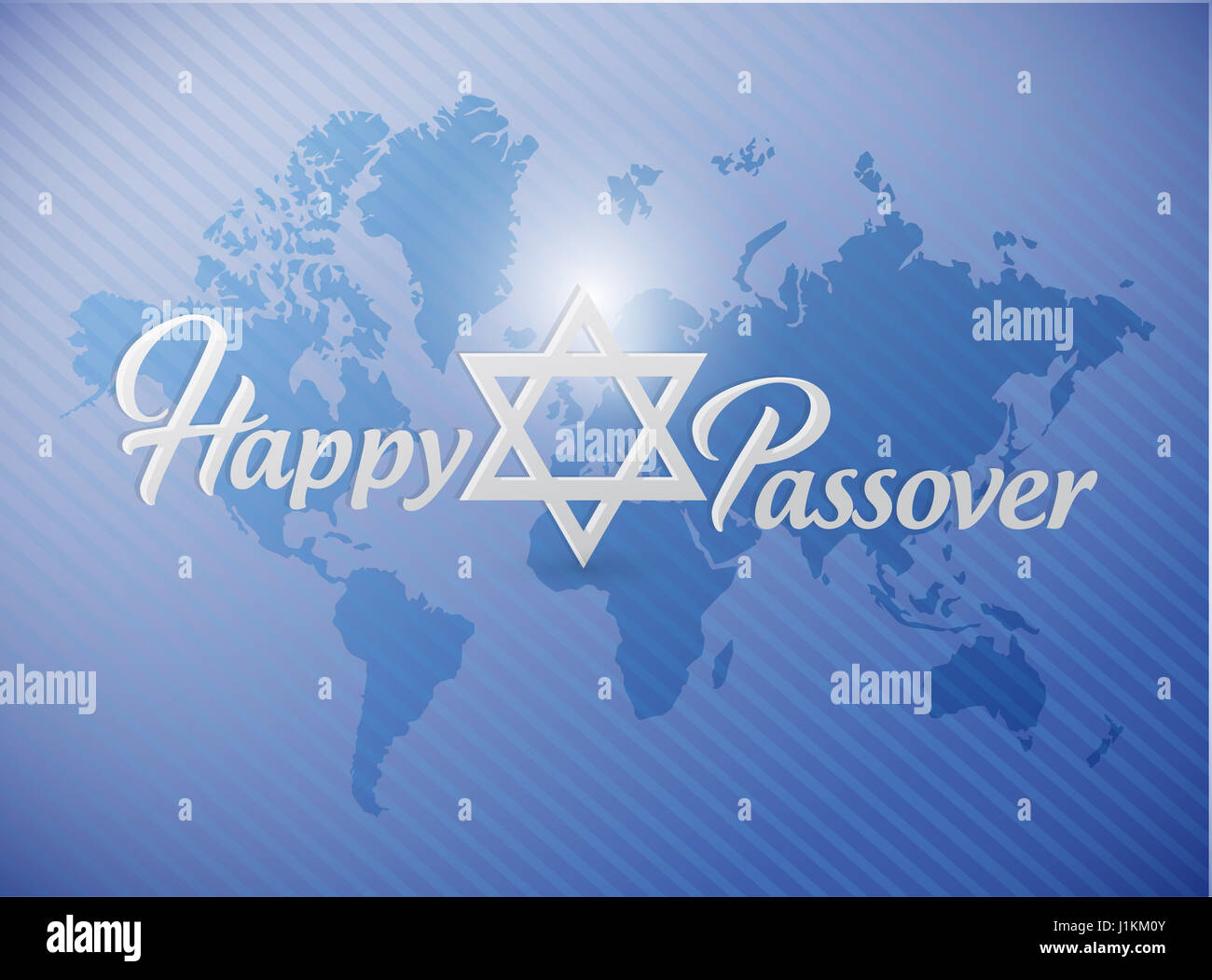 Happy passover sign card illustration design over a world map ...