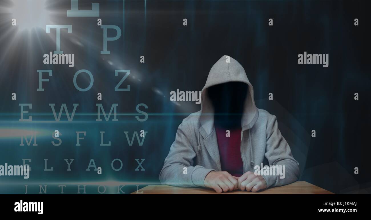 Digital composite of Digital composite image of hacker with letters ...