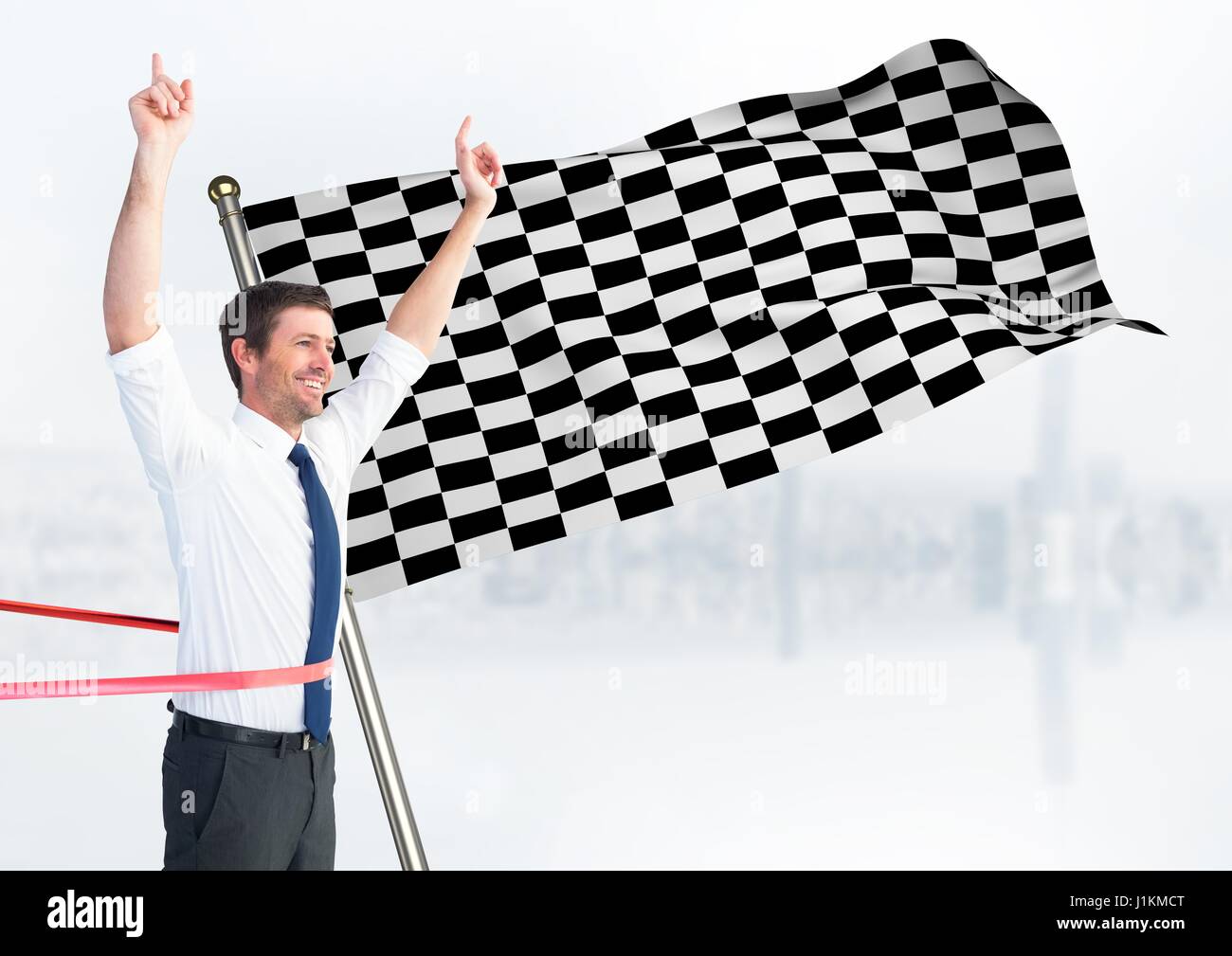 Man waving checkered flag hi-res stock photography and images - Alamy