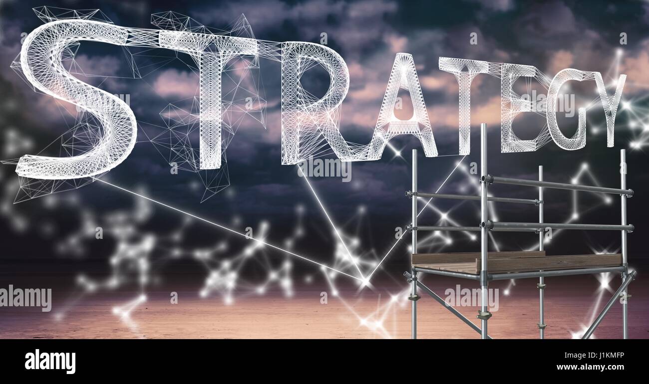 Digital composite of Strategy Text with 3D Scaffolding and sky Stock ...