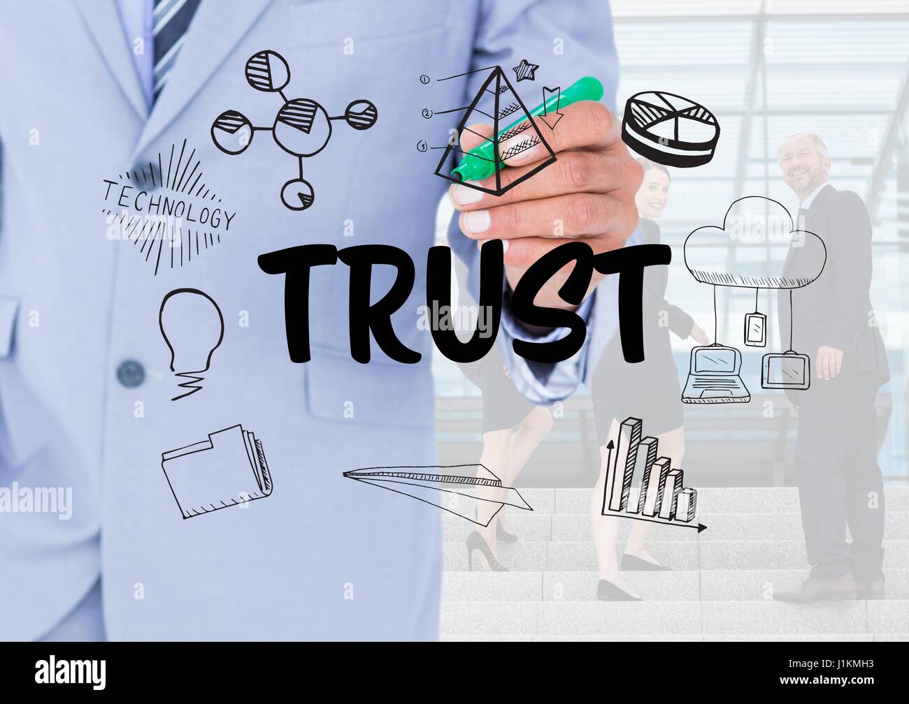 Digital composite of Trust graphic with business people background ...