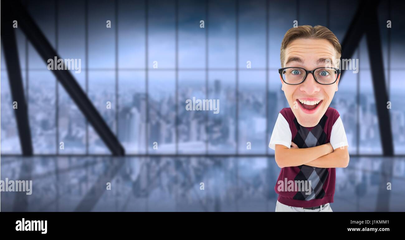 Digital composite of Digital composite image of happy nerd standing ...