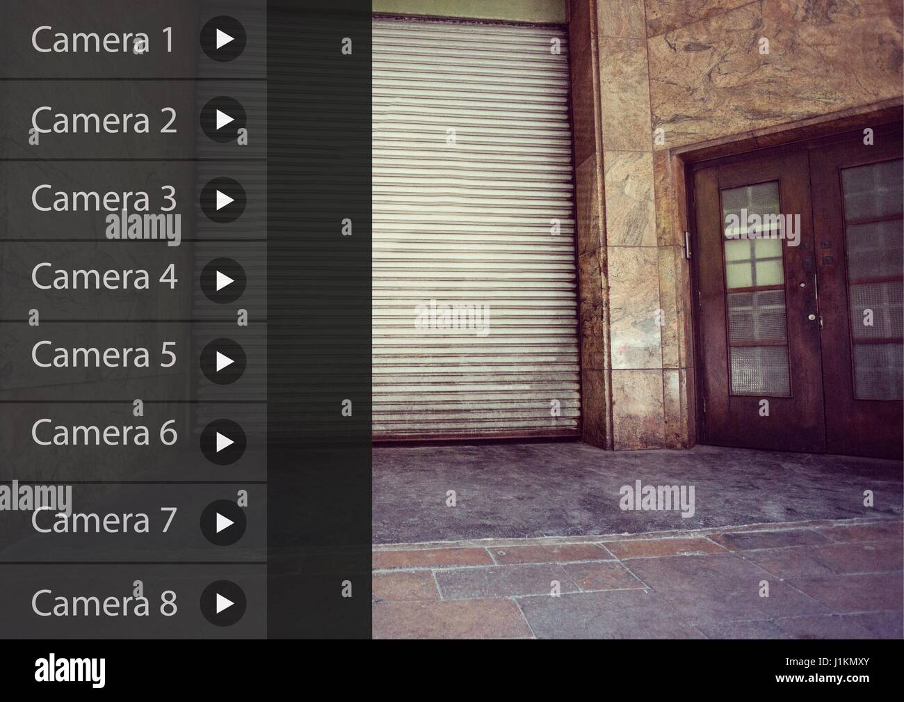 Digital composite of Security camera App Interface warehouse storage ...