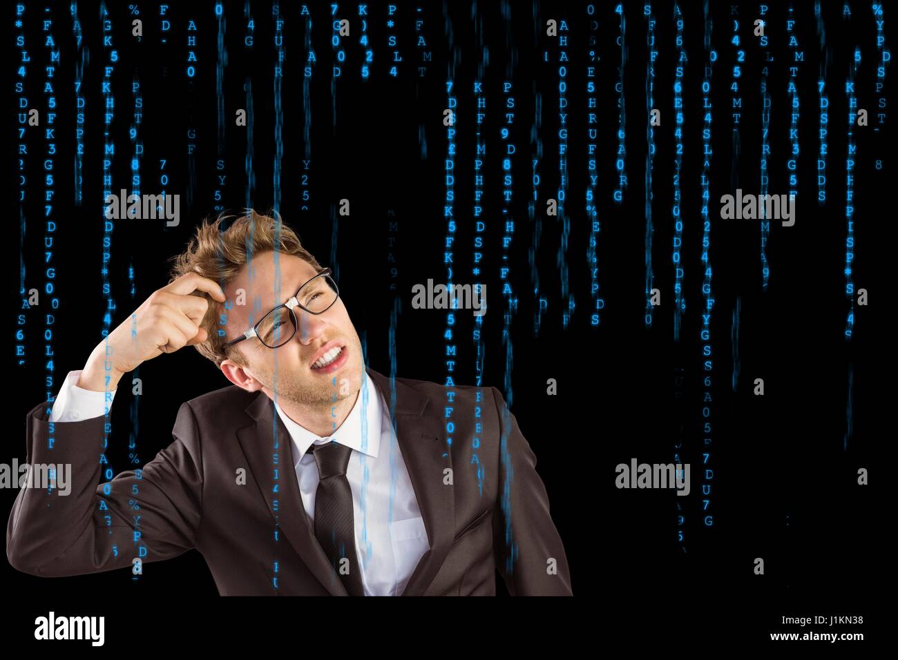 Digital composite of Digitally generated image of confused businessman ...
