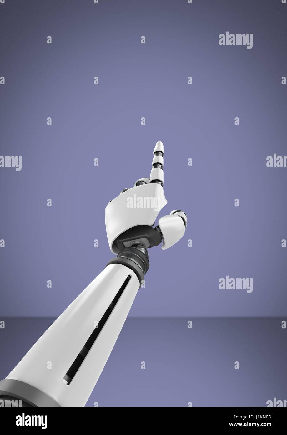 Digital composite of Android Robot hand pointing with purple background ...