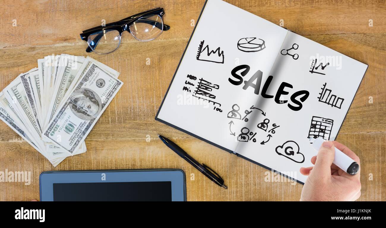 Digital composite of Writing Sales graphic Stock Photo - Alamy