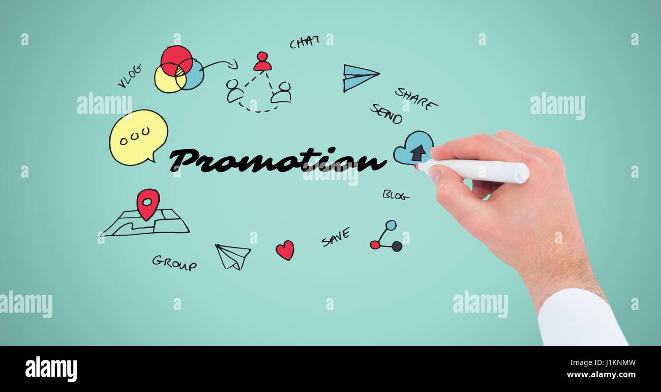 Digital composite of Hand drawing graphics with promotion text on ...