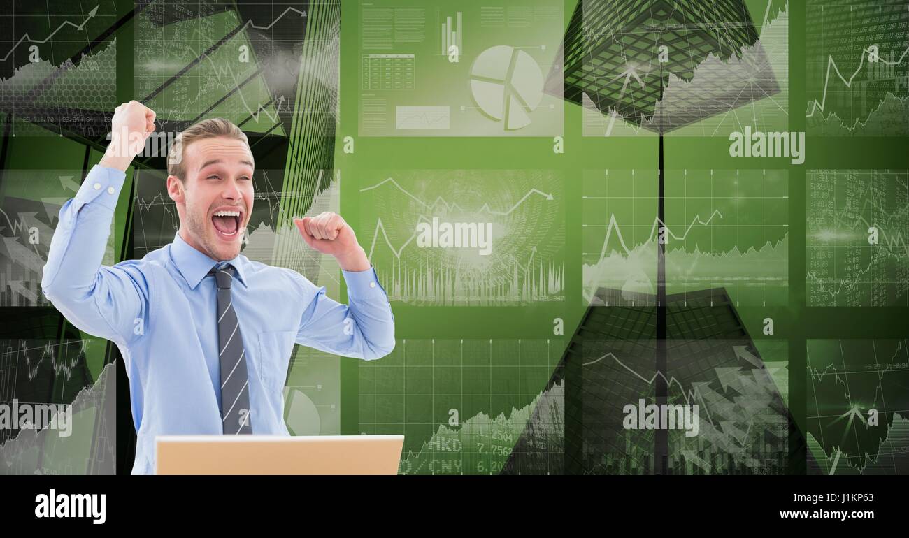Digital composite of Digital composite image of happy businessman with ...