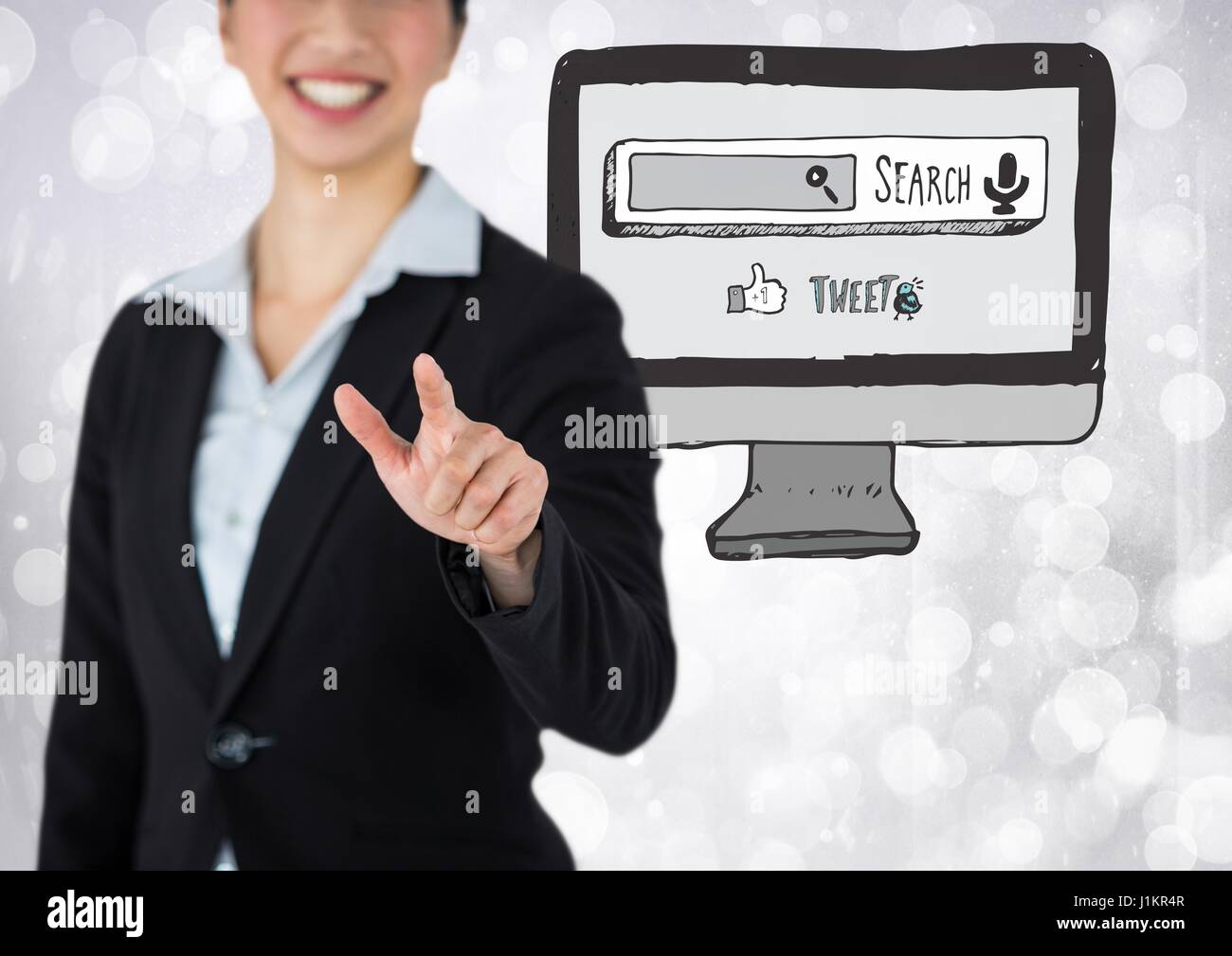 Digital composite of Search Bar computer with woman Stock Photo - Alamy
