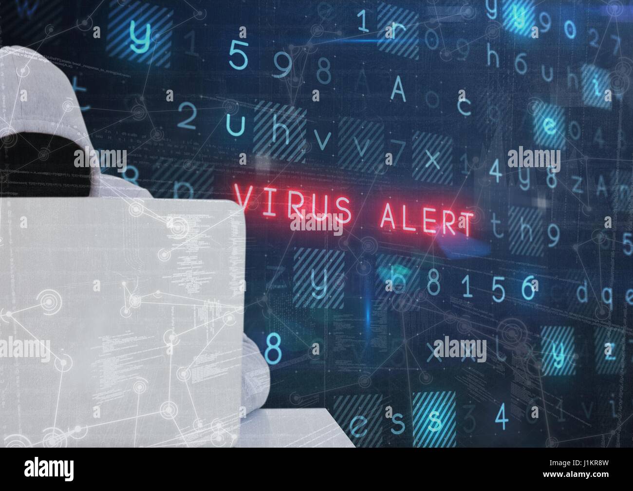 Digital composite black jumper hacker out face computer hi-res stock ...