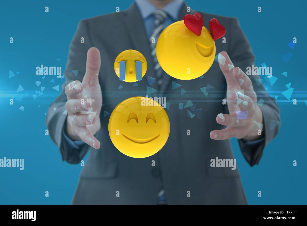 Digital composite of Composite image of man and smileys in 3d Stock ...