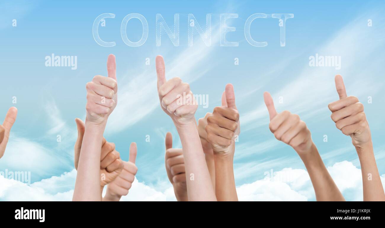 Digital composite of Thumbs up sky Stock Photo - Alamy