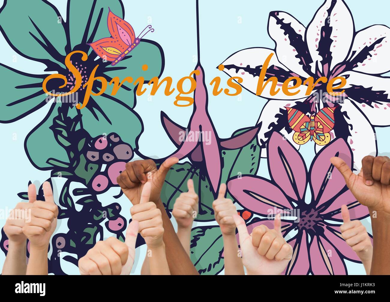 Digital composite of Thumbs up spring Stock Photo - Alamy