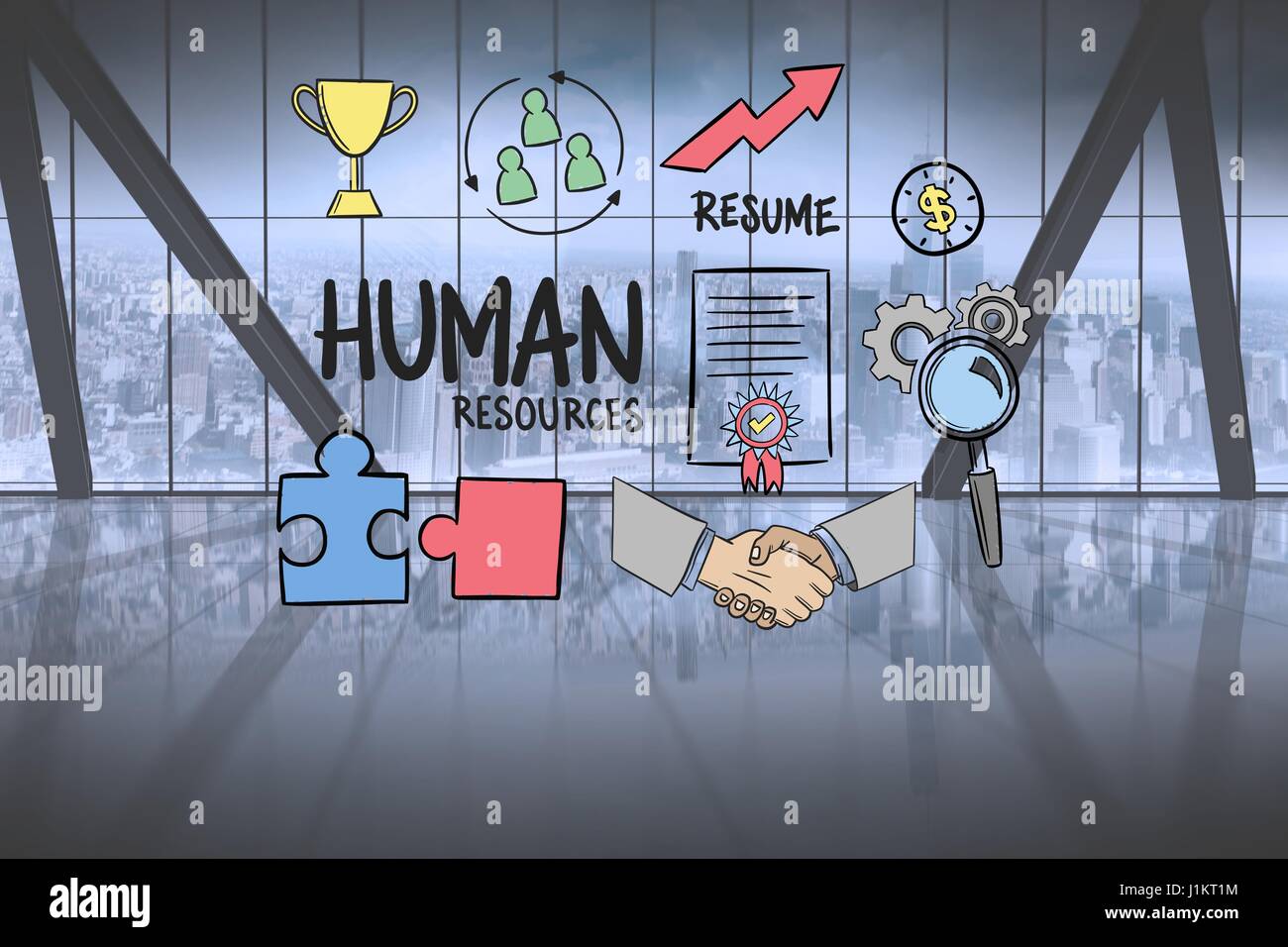 Digital composite of Human resource text surrounded by graphics in ...