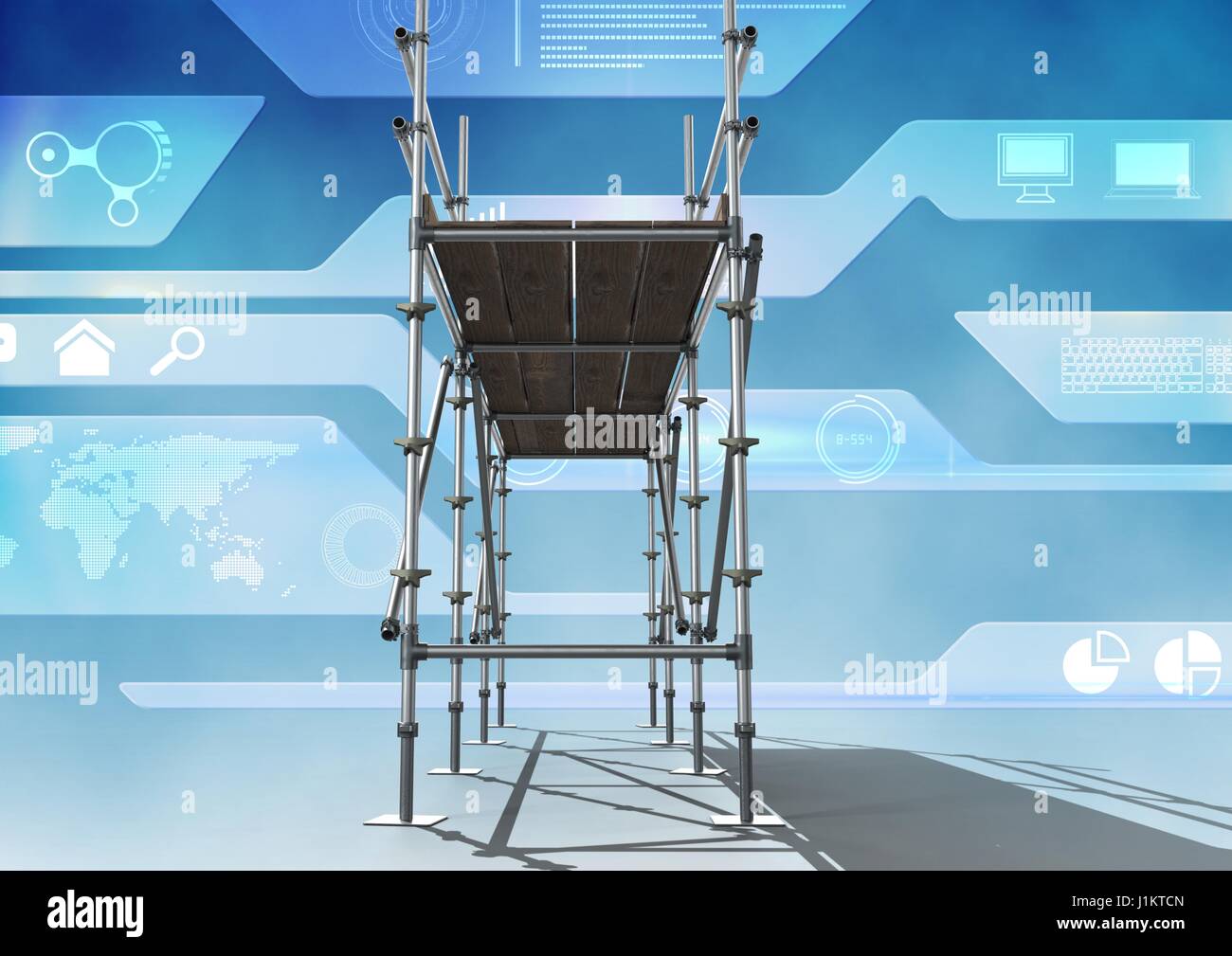 Digital composite of Technology interface with 3D Scaffolding Stock ...