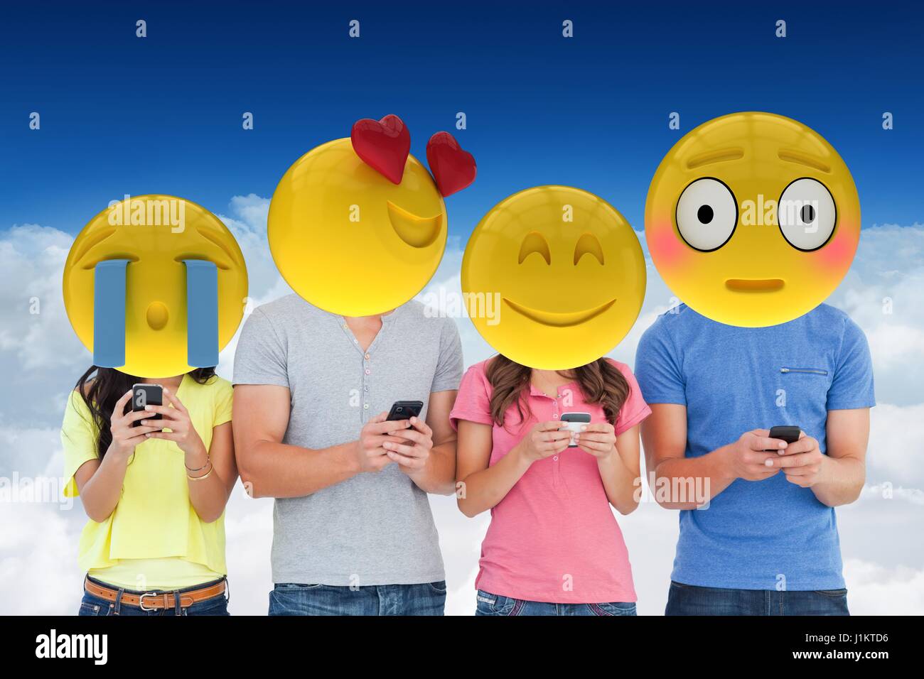 Digital composite of Composite image of happy family with smileys Stock ...