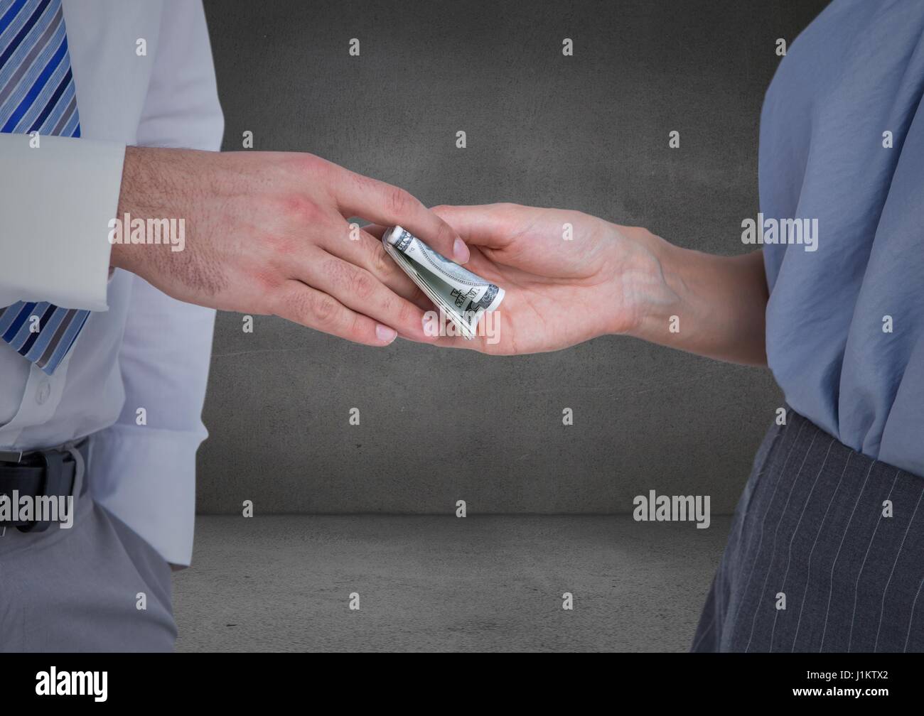 Business people exchanging dollar banknotes hi-res stock photography ...