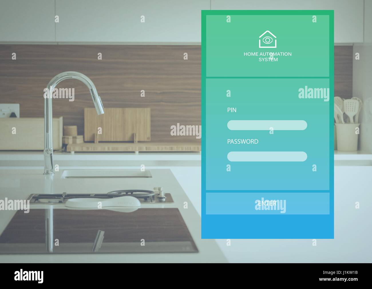 Digital composite of Home automation system App Interface Stock Photo ...