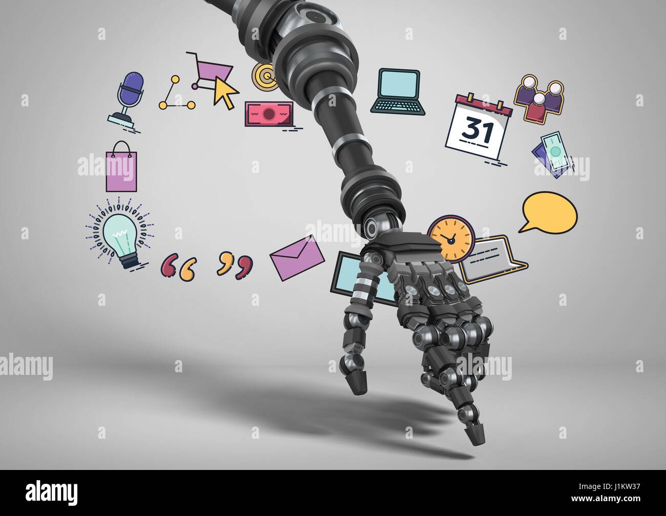 Digital composite of Android hand pointing with business graphic ...