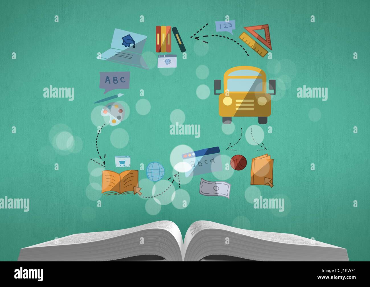 Digital composite of Composite image of book and school drawings Stock ...