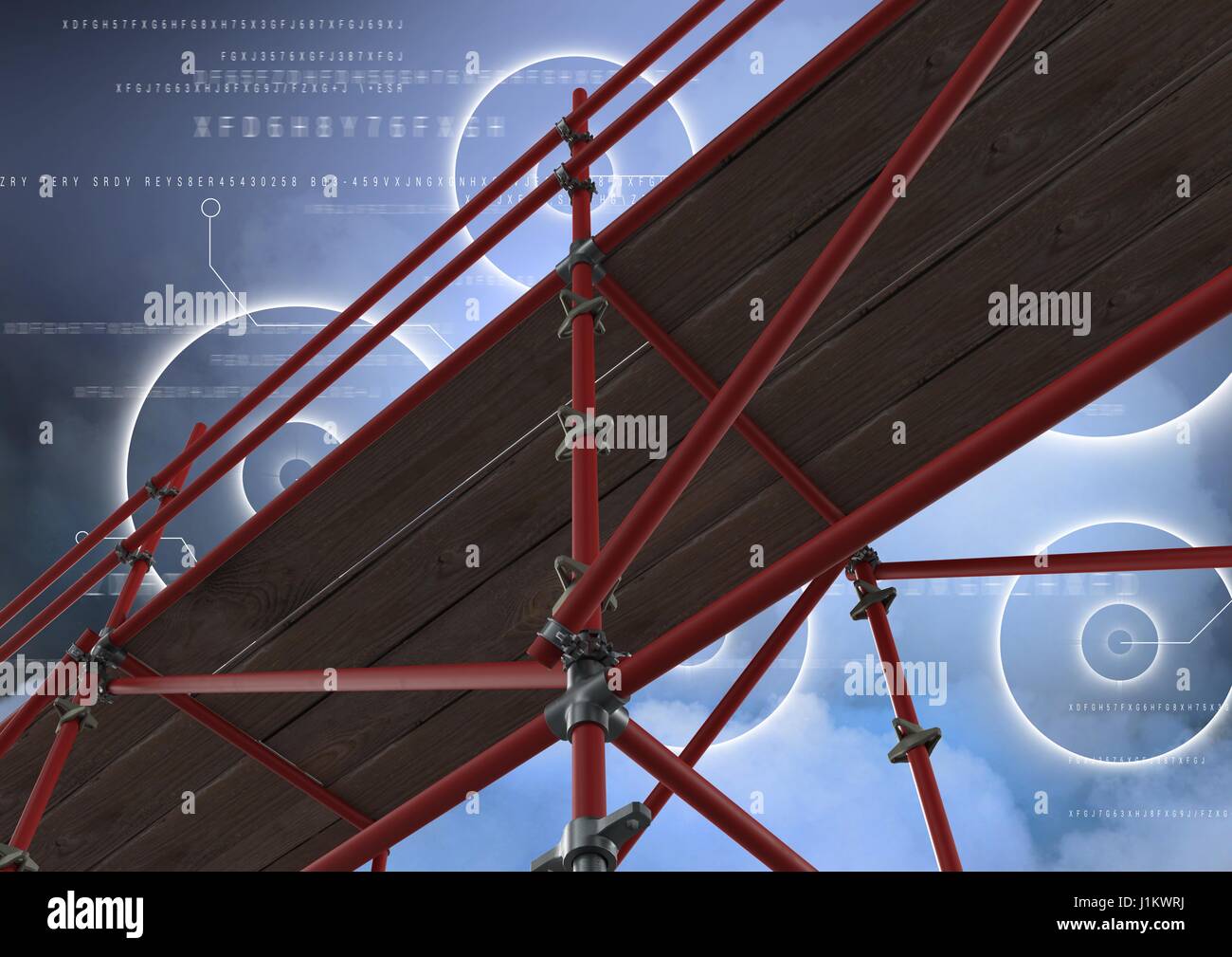 Digital composite of Technology interface with 3D Scaffolding Stock ...