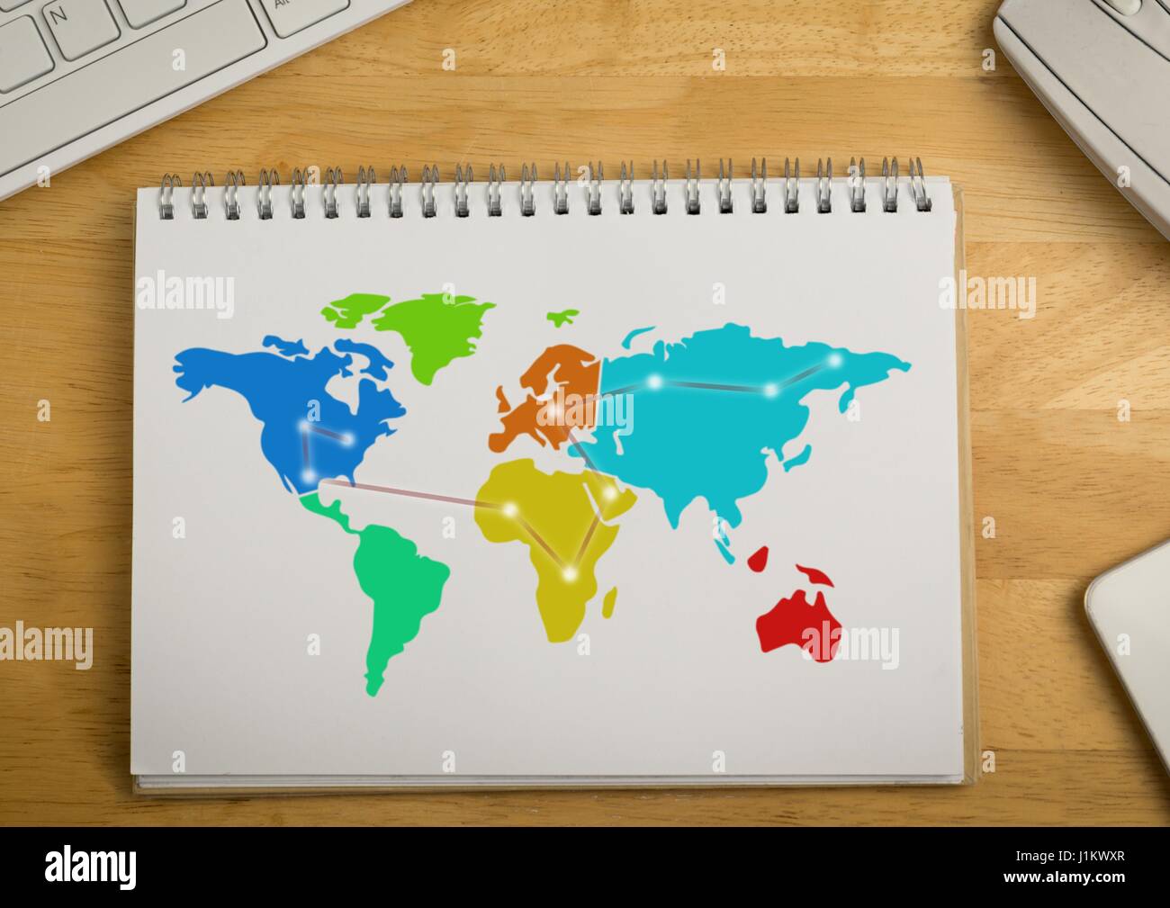 Digital composite of Colorful Map on a notepad Stock Photo - Alamy