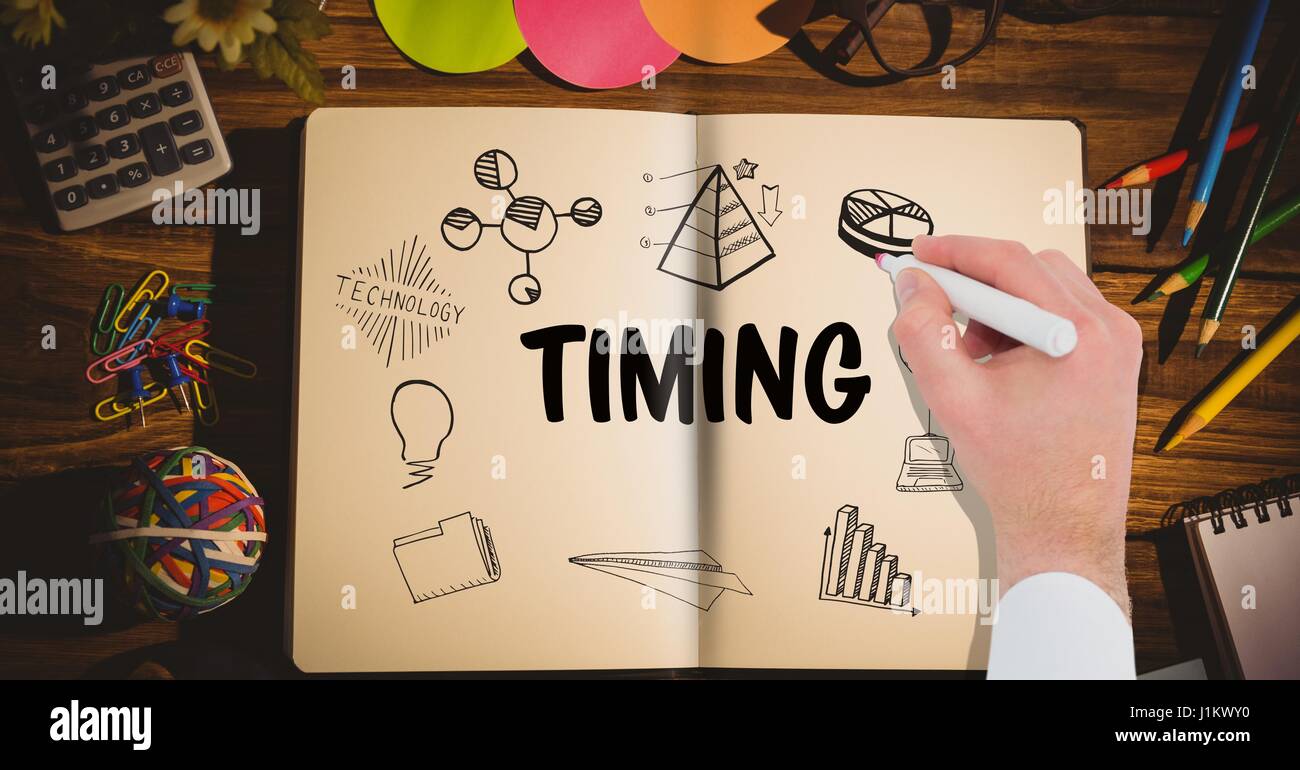 Digital composite of Timing graphic on a notebook. hand drawing it ...
