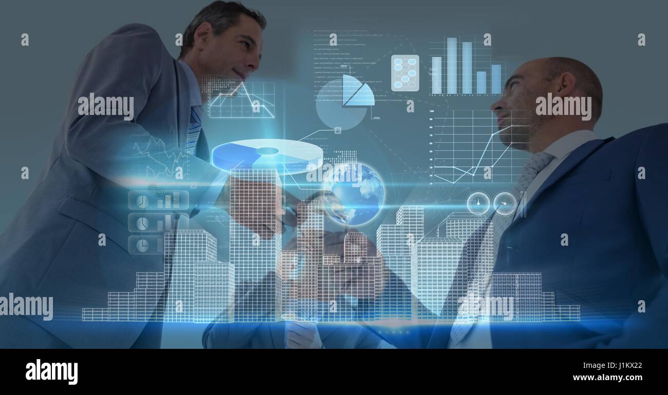 Digital composite of Business people seen through virtual screen Stock ...