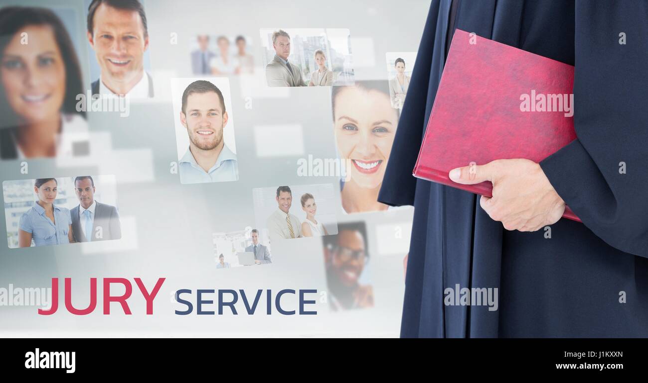 Digital composite of Judge in front of jury service people Stock Photo ...