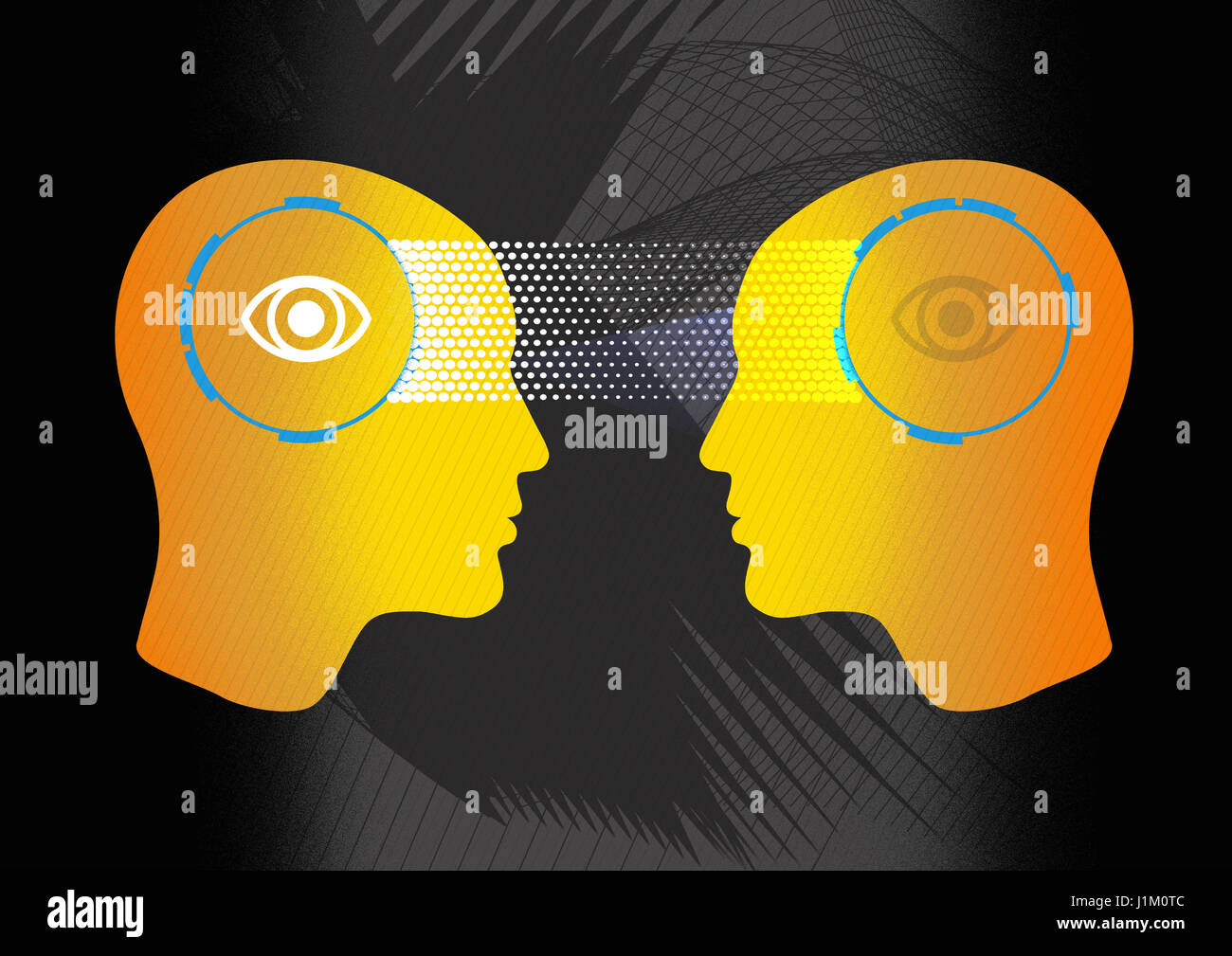 Mind reading, seeing eye to eye, esp, transfer Stock Photo - Alamy