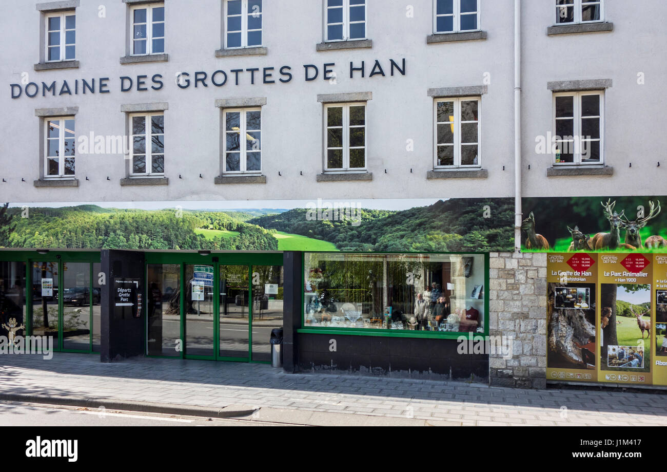 Entrance to the tourist attraction Caves of Han-sur-Lesse / Grottes de ...