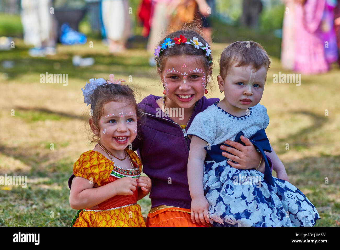Ramat Gan - 15 April 2017: Happy people dance in the park during Hare ...