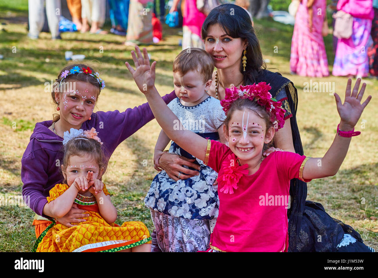 Ramat Gan - 15 April 2017: Happy people dance in the park during Hare ...