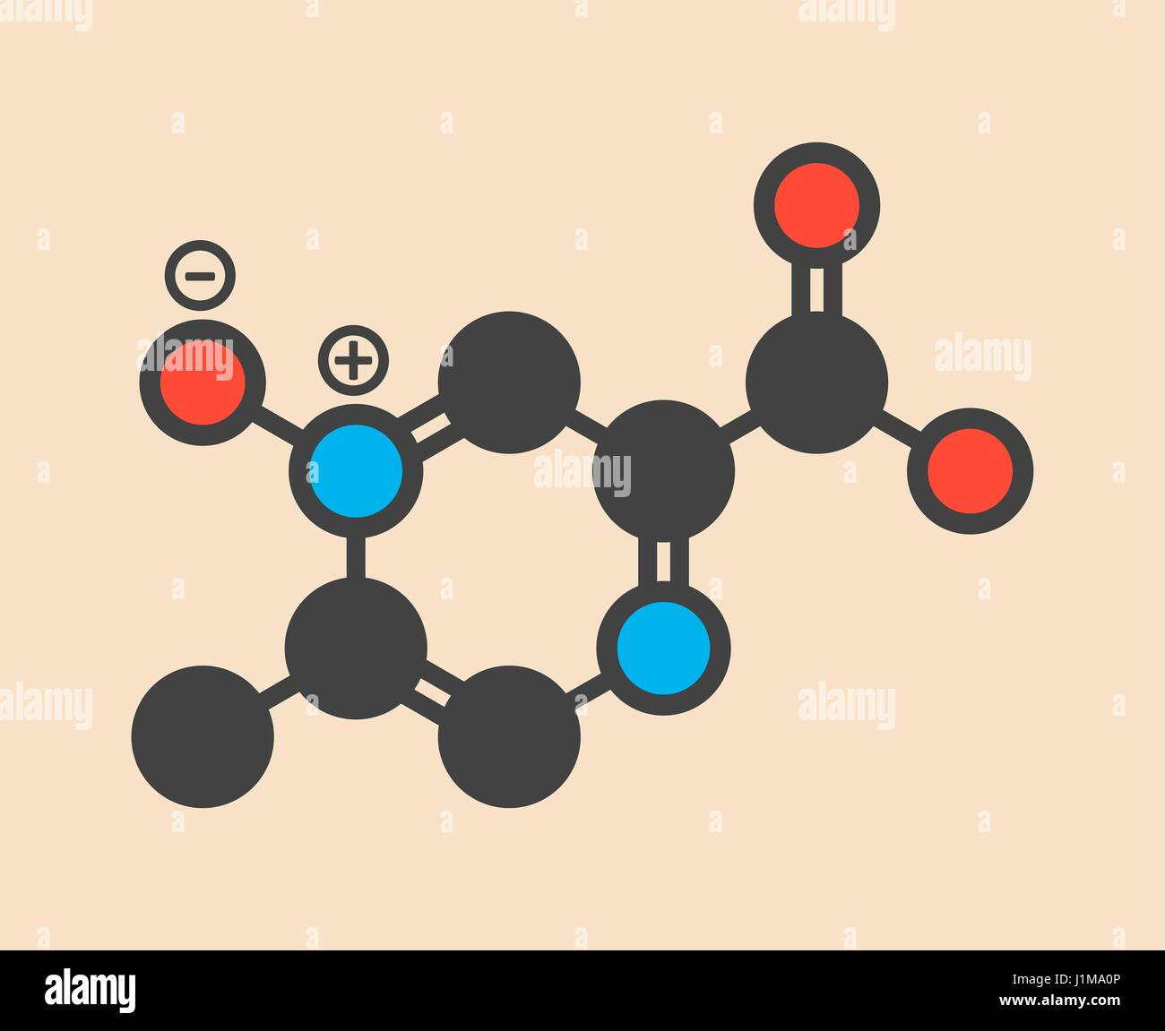 Acipimox hypertriglyceridemia drug molecule. Stylized skeletal formula ...
