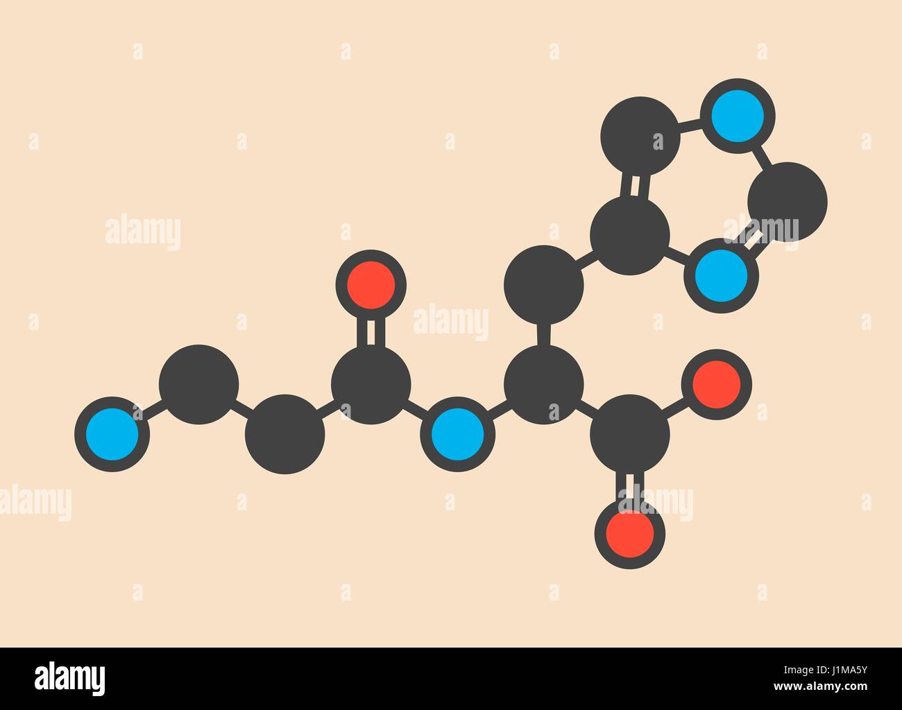 Carnosine (L-carnosine) food supplement molecule. Stylized skeletal ...