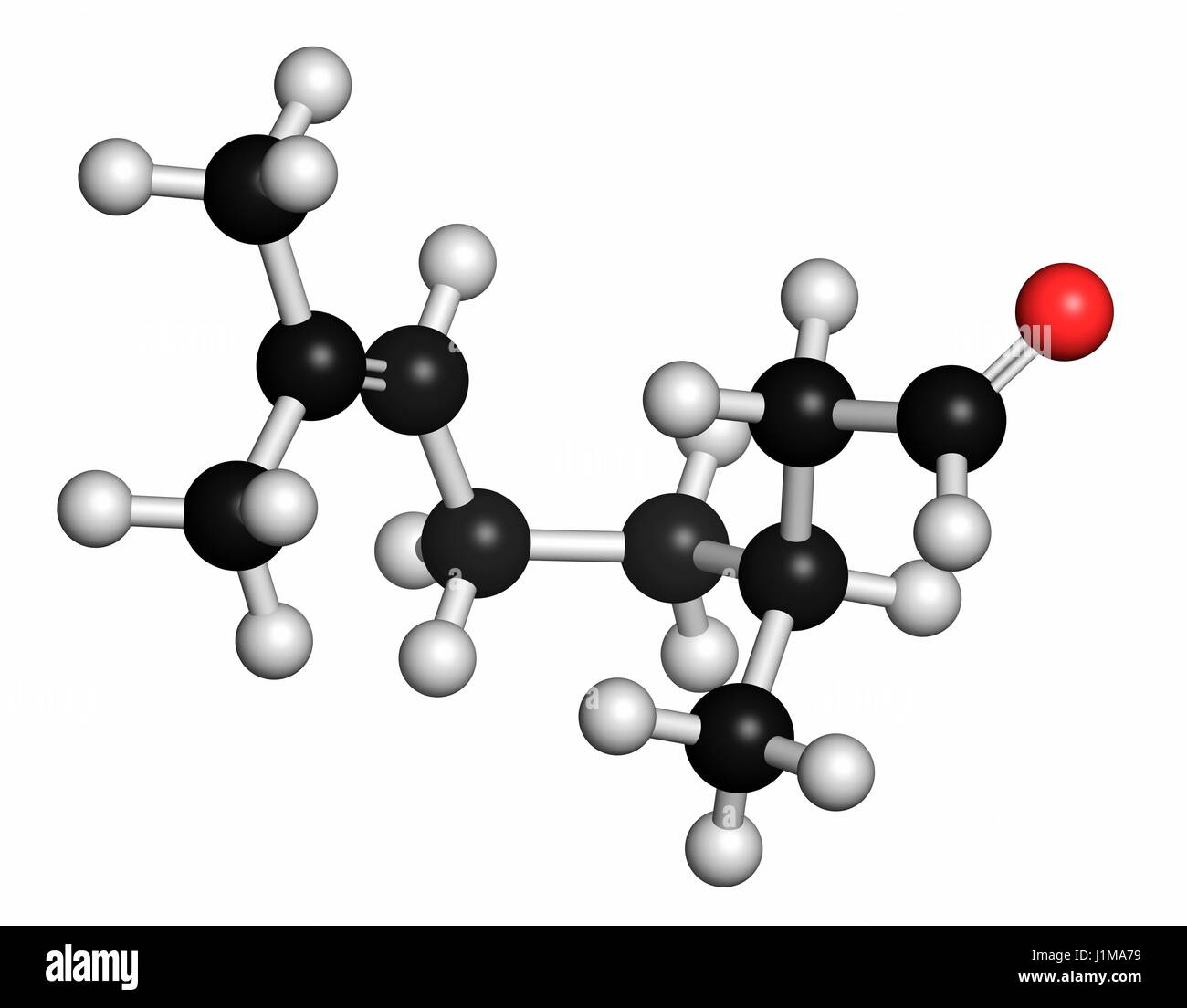 Citronellal citronella oil molecule. Used in insect repellents. Atoms ...