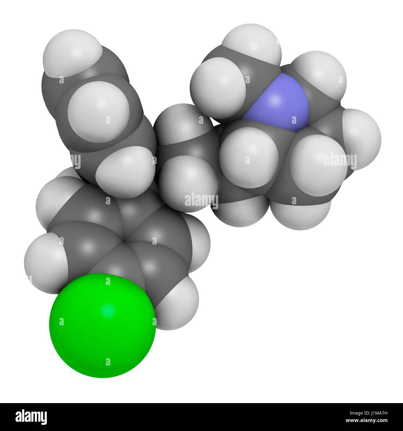 Clemastine (meclastine) antihistamine drug molecule. Used to treat ...