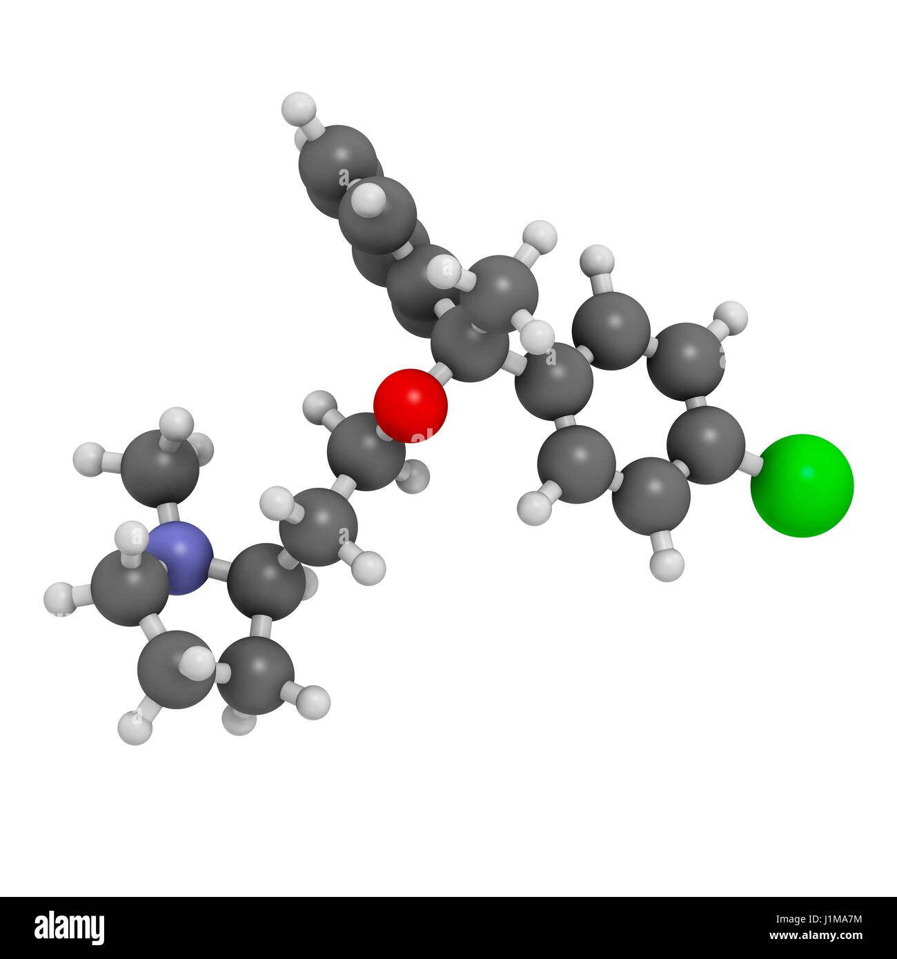 Clemastine (meclastine) antihistamine drug molecule. Used to treat ...