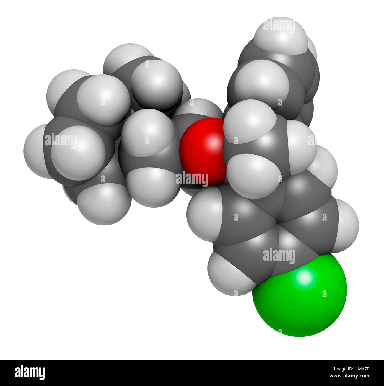 Clemastine (meclastine) antihistamine drug molecule. Used to treat ...