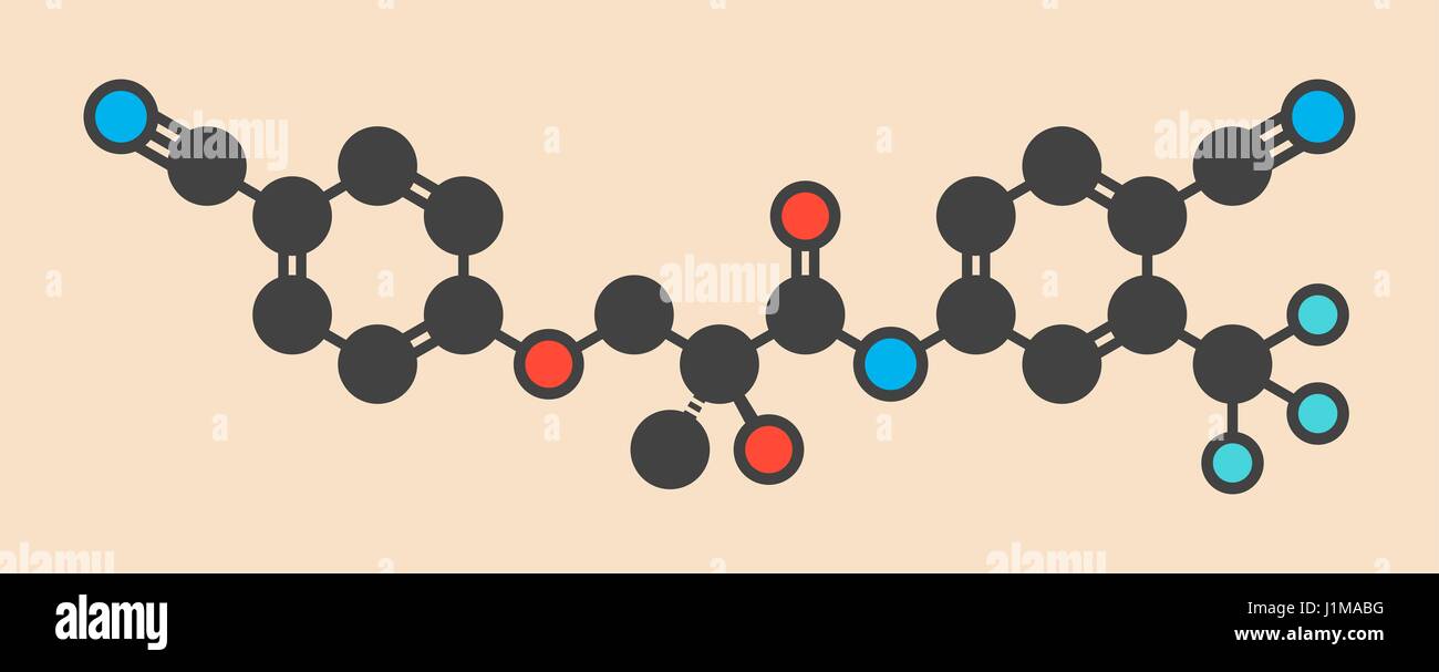 Enobosarm drug molecule. Selective androgen receptor modulator (SARM) that is also used in ...