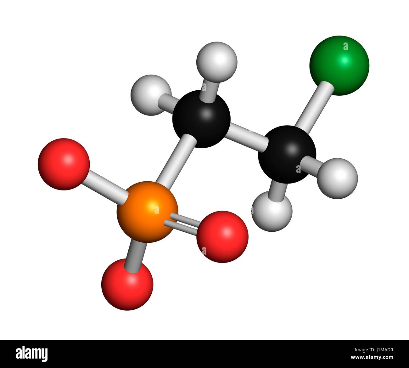 Ethephon plant growth regulator molecule. 3D rendering. Atoms are ...