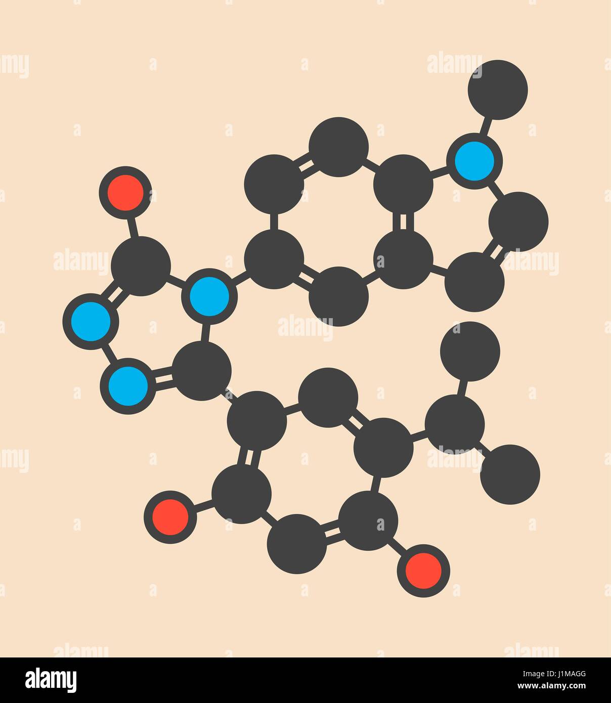 Ganetespib cancer drug molecule (HSP90 inhibitor). Stylized skeletal ...