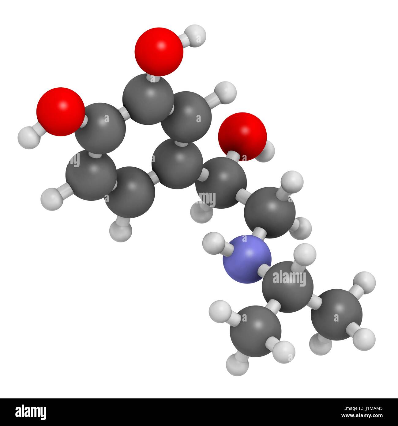 Isoprenaline (isoproterenol) drug molecule. Used in treatment of ...