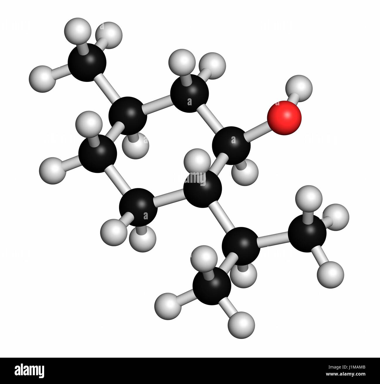 Menthol molecule. Present in peppermint, corn mints, etc. Atoms are ...